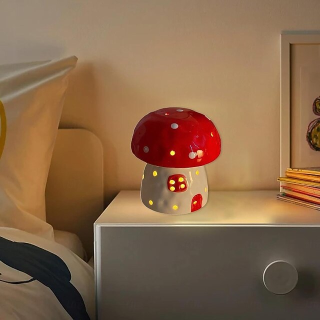 LED Mushroom Shape Night Light Holiday Party Decoration Button Battery ...