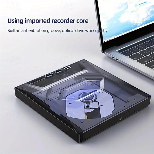 USB 3.0/Type-C External CD DVD Drive with SD/ TF and USB 3.0 Slot ...
