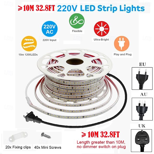 Outdoor Waterproof LED Light Strip Flexible Ribbon Rope Tape Light, 120 ...