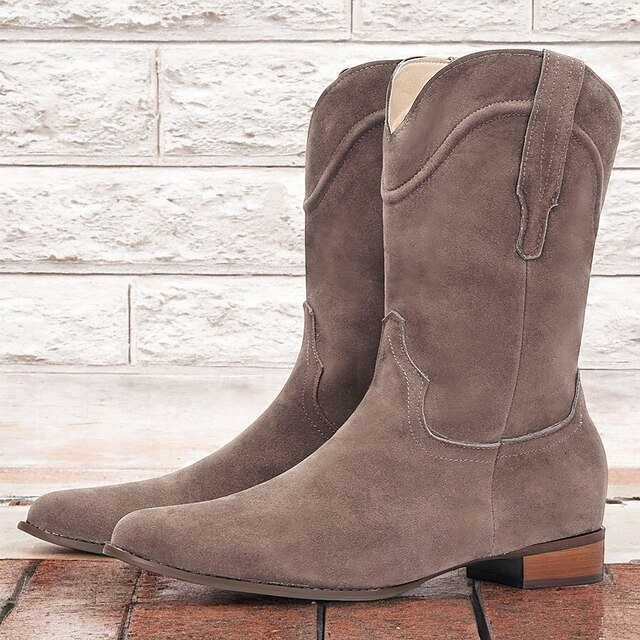 Men's Tan Suede Western Cowboy Boots - Classic Mid-Calf Design for ...