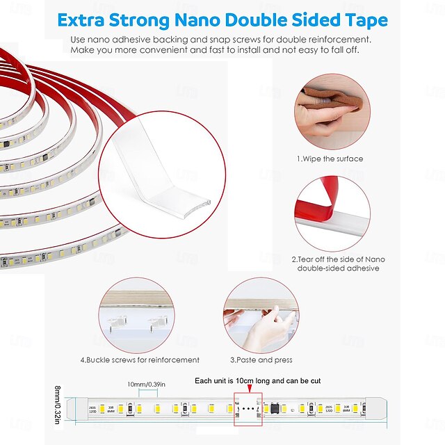 Outdoor Waterproof LED Light Strip Flexible Ribbon Rope Tape Light, 120 ...
