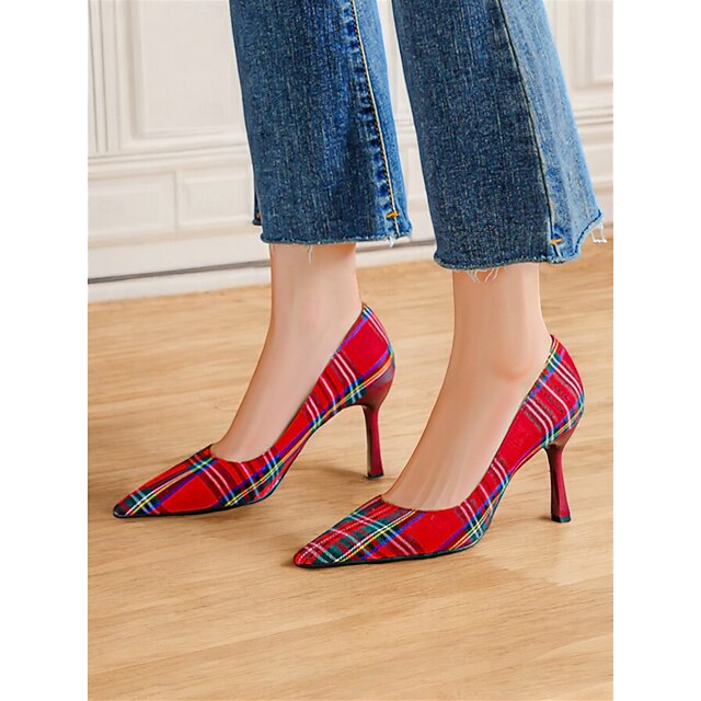Women's Red Tartan Plaid Pointed Toe Stiletto Heels – Stylish Pumps for ...