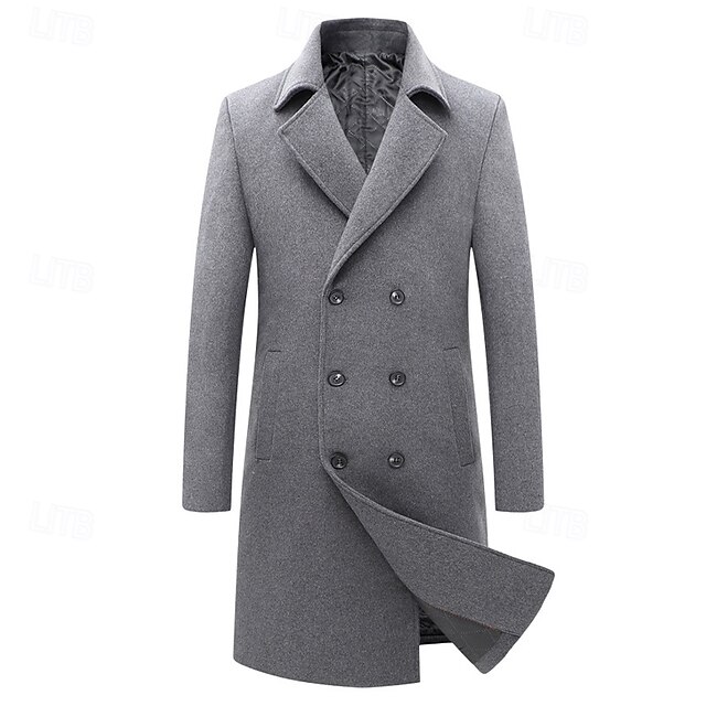 Men's Winter Coat Wool Coat Overcoat Outdoor Daily Wear Fall & Winter ...
