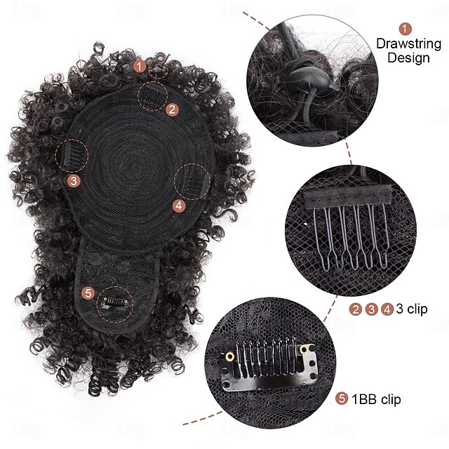 Afro Puff Drawstring Ponytail with Bangs Drawstring Ponytail for Women ...