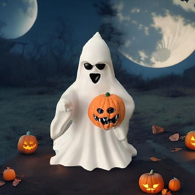 Halloween Cute Ghost Figurine Middle Finger Spooky Resin Ghost Statue ...