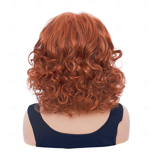 Short Wigs for Women Brunette Wavy Vintage Wig with Bangs Synthetic ...