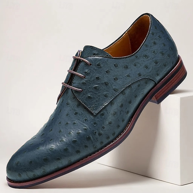 Men's Ostrich Leather Derby Shoes - Luxury Formal Dress Shoes for ...