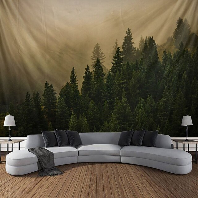 Mistry Forest Hanging Tapestry Magical Nature Green Tree Rainforest ...