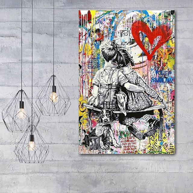 peinture d'art monopole toile faite à la main graffiti mignon amour ...