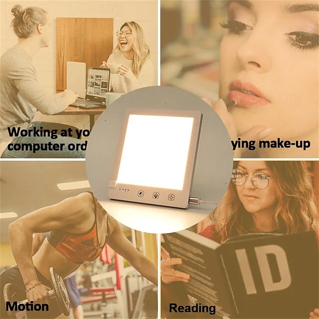 SAD Light Therapy Lamp 10000 Lux UV-free LED Night Light Portable 3000 ...