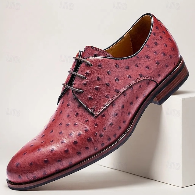 Men's Ostrich Leather Derby Shoes - Luxury Formal Dress Shoes for ...