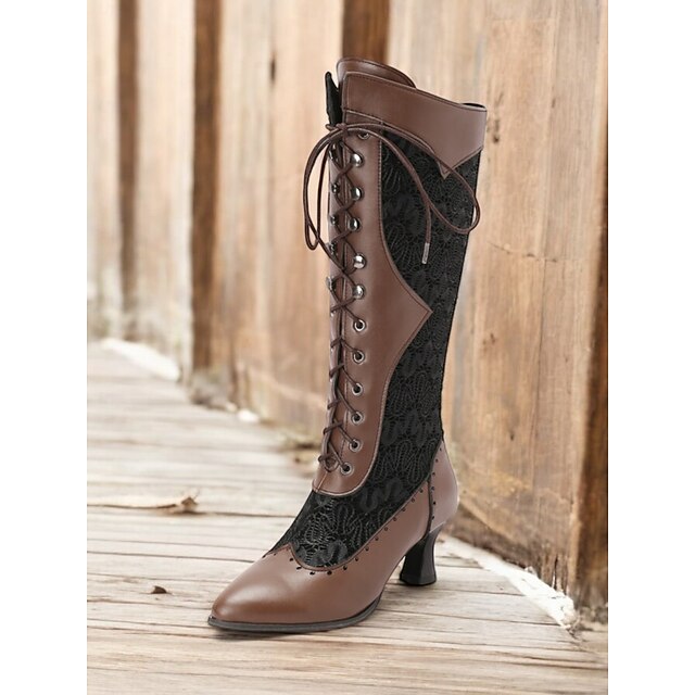 Botas victorianas con cordones hasta media pantorrilla para mujer ...