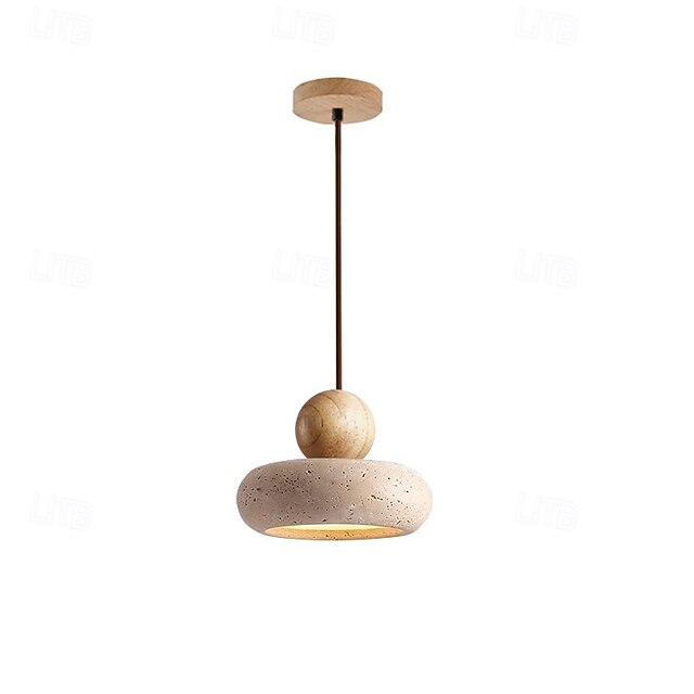 Wabi Sabi Natural Stone Shade Pendant Lamp Round Modern Wood Chandelier ...