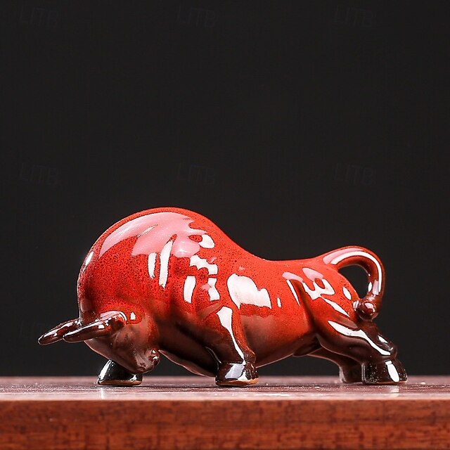 Chinese Feng Shui Ceramic Bull Figurine - Prosperity Attracting Wealth ...