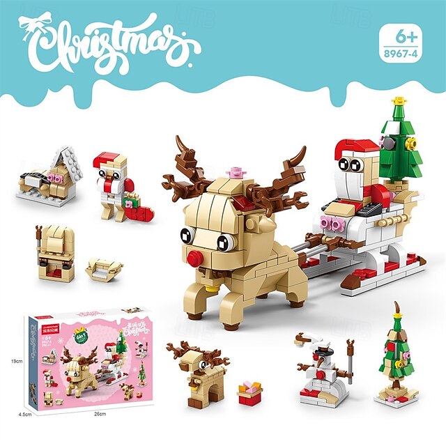 Christmas Building Blocks Sets Building Brickheadz Kit Santa/Reindeer ...