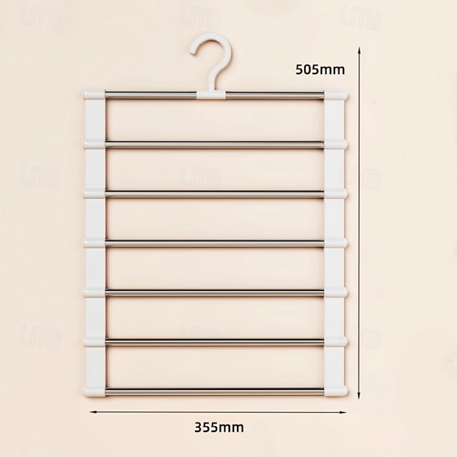 6 Layers Stainless Steel Trouser HangerMagic Foldable Pants Rack for ...