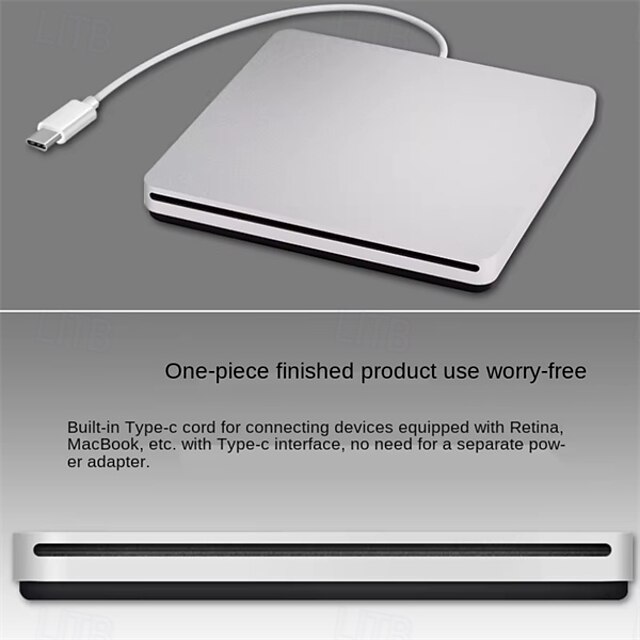 External DVD Burner Drive USB 3.0 Type-C Optical Drive Slim Slot-in CD ...