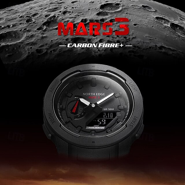 NORTH EDGE Mars 3 Men's Military Watch Digital Carbon Fiber Case For ...