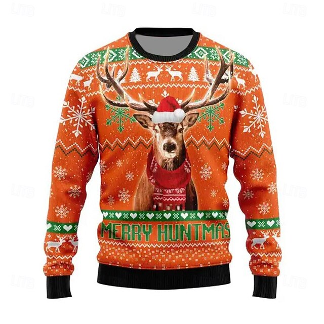Suéter navideño feo, suéteres para hombre, suéter con ciervo, suéter ...