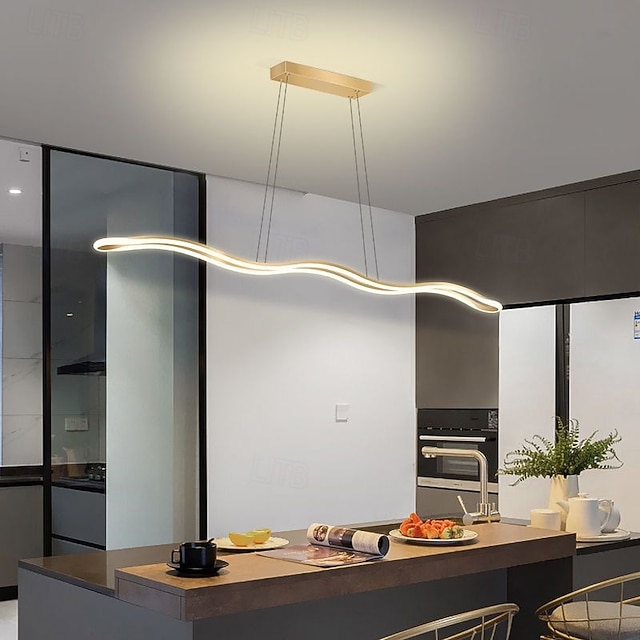 Pendant Light Wave-Shape Dining Table Ceiling Hanging Lamps Modern LED ...
