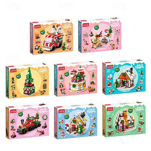 Christmas Building Blocks Sets Building Brickheadz Kit Santa/Reindeer ...
