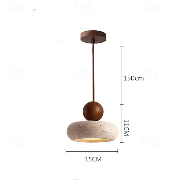 Wabi Sabi Natural Stone Shade Pendant Lamp Round Modern Wood Chandelier ...