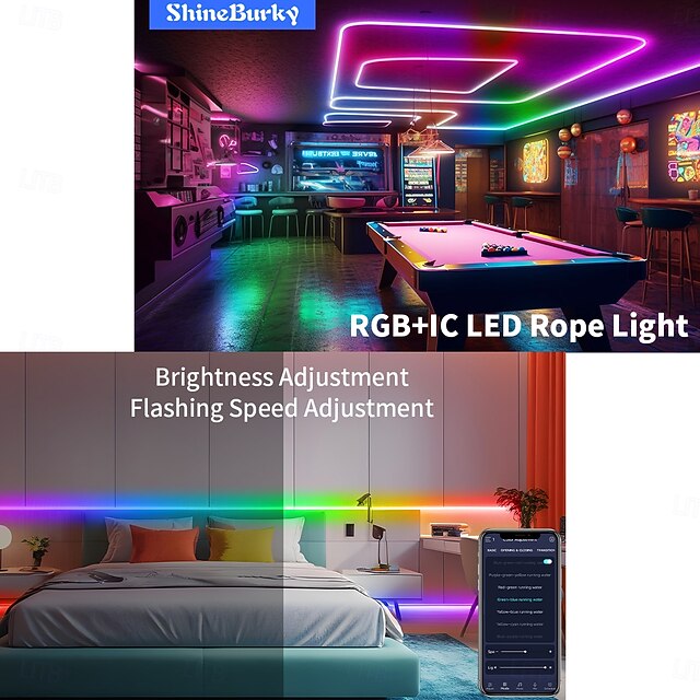 RGBIC LED Neon Rope Light,1.6-16FT USB 5V Color Changing Strip Light ...