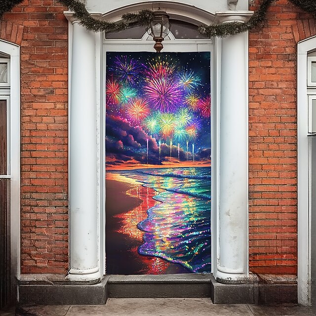 décorations de porte couvre-porte bonne année feux d'artifice ...