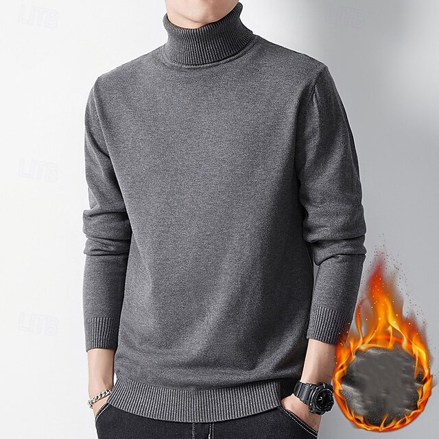 Men's Pullover Sweater Jumper Knit Sweater Mens Turtle Neck Jumper ...
