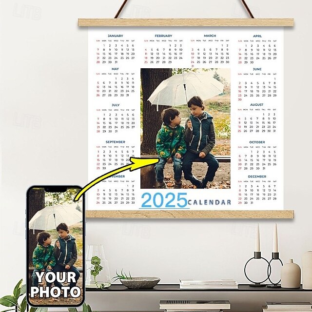 Custom Calendar 2025 Calendar Posters with Hangers Wall Art Canvas ...