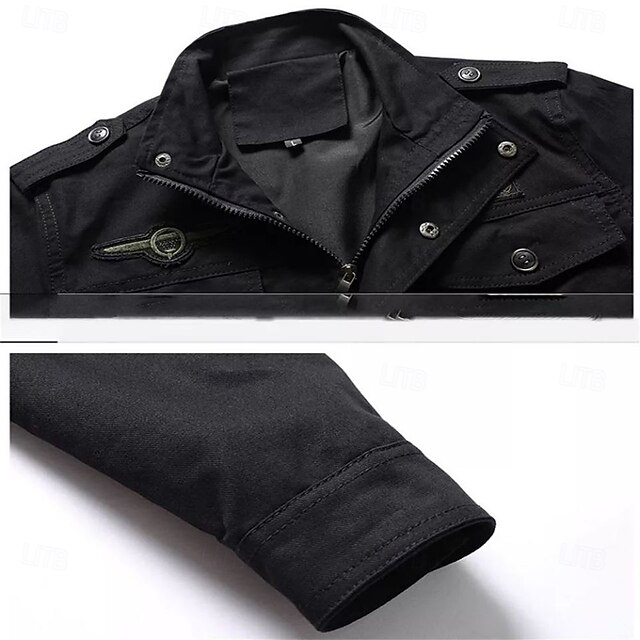 Men's Cotton Embroidered Military Jacket Cargo Jacket with Shoulder ...