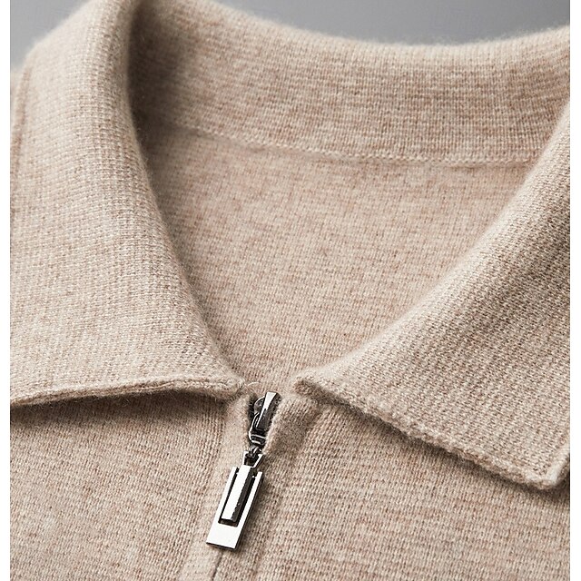 Men's 100% Merino Wool Zip Sweater Knit Zipper Solid Color Peter Pan ...