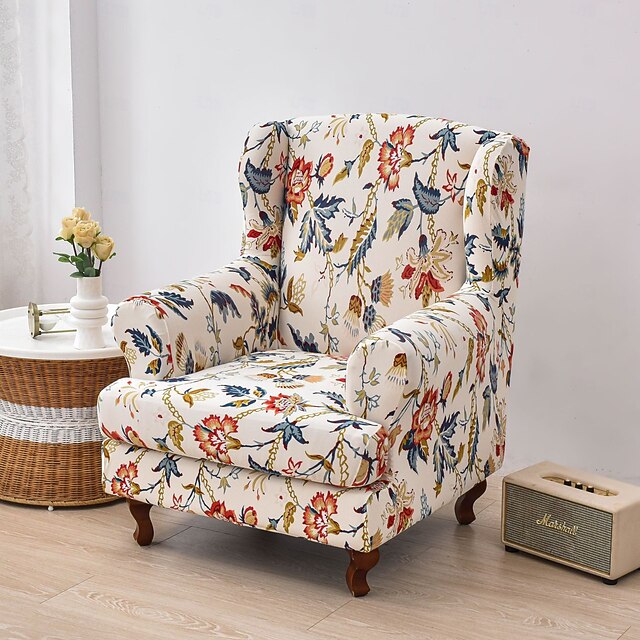Stretch Printed Wingback Chair Cover Durable and Elastic Slipcover with ...