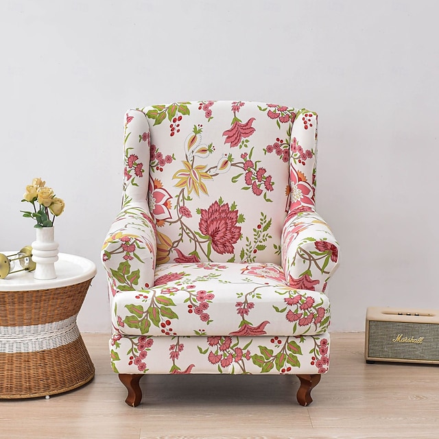 Stretch Printed Wingback Chair Cover Durable and Elastic Slipcover with ...