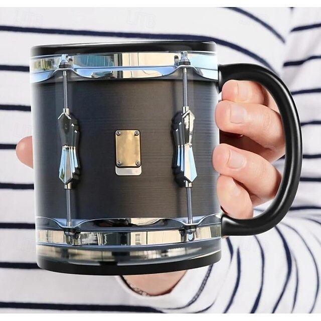 Black Vintage Drum Mug, Funny Drumming Gifts, Christmas Gift for ...