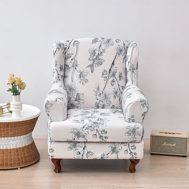 Stretch Printed Wingback Chair Cover Durable and Elastic Slipcover with ...