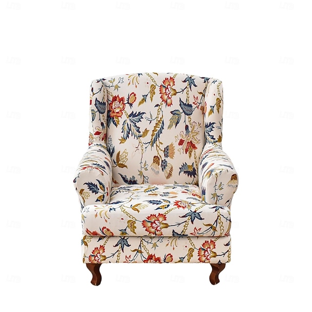 Stretch Printed Wingback Chair Cover Durable and Elastic Slipcover with ...