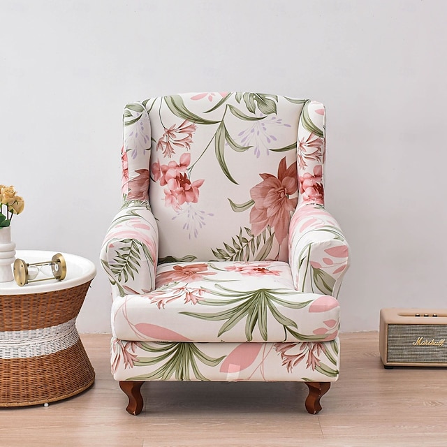 Stretch Printed Wingback Chair Cover Durable and Elastic Slipcover with ...