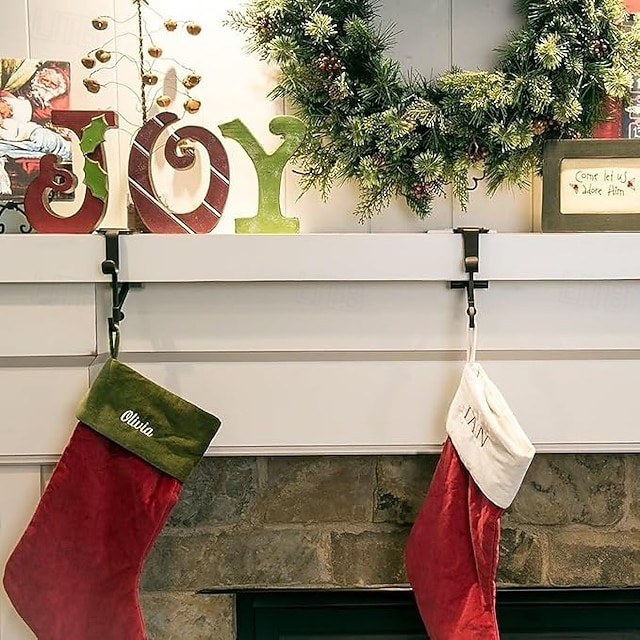 4 Packs 2 in 1 Mantel Hanger for Garland Adjustable Stocking Hangers ...