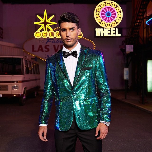 Retro Vintage 1980s Shiny Metallic Tuxedo Suits & Blazers Disco Sequins ...