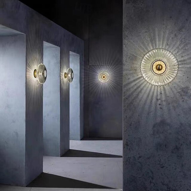 Modern Creative Aisle Small Sun Wall Light Glass Shade Wall Lights ...