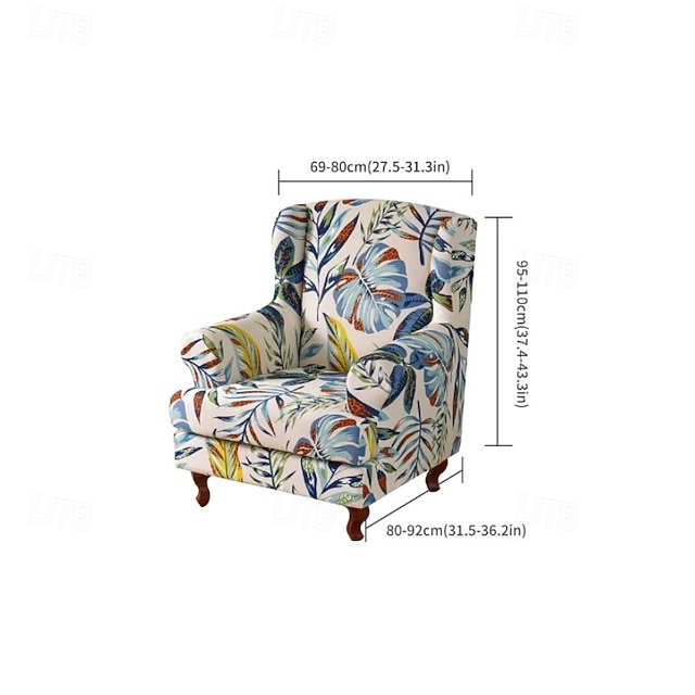 Stretch Printed Wingback Chair Cover Durable and Elastic Slipcover with ...