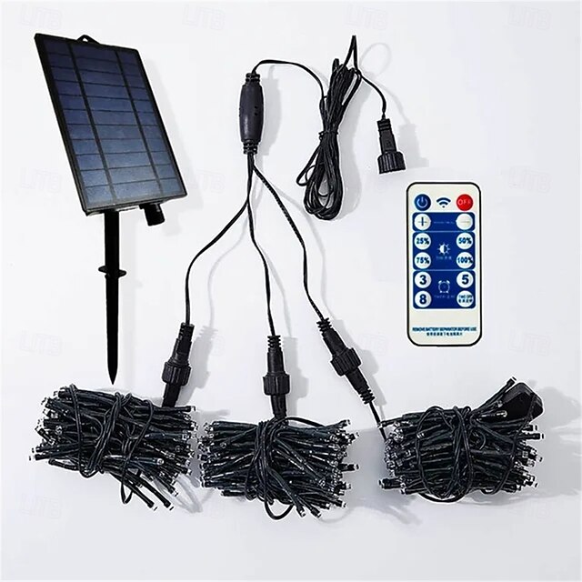 3-in-1 Solar LED Meteor Shower Rain Lights, Waterproof Icicle ...