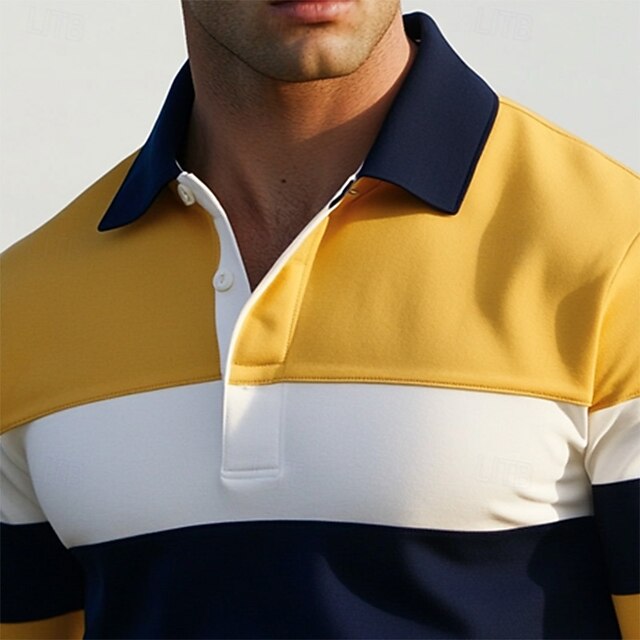 Men's Polo Shirts Rugby Polo Shirts Formal Work Ribbed Polo Collar Long ...