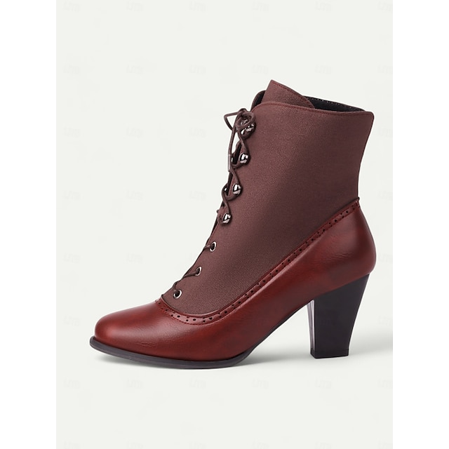 Women's Victorian Lace-Up Ankle Boots with Vintage Brogue Detailing ...