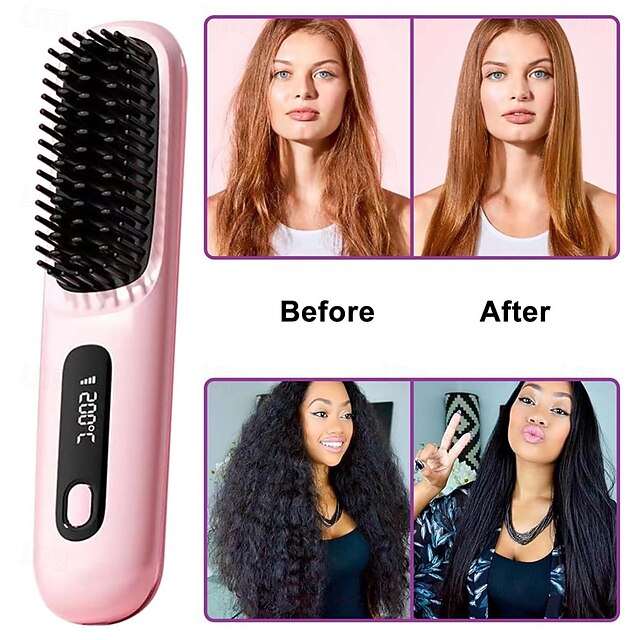 Cordless Hair Straighteners Hot Air Brush Negative Hot Comb Hair ...