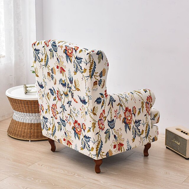 Stretch Printed Wingback Chair Cover Durable and Elastic Slipcover with ...
