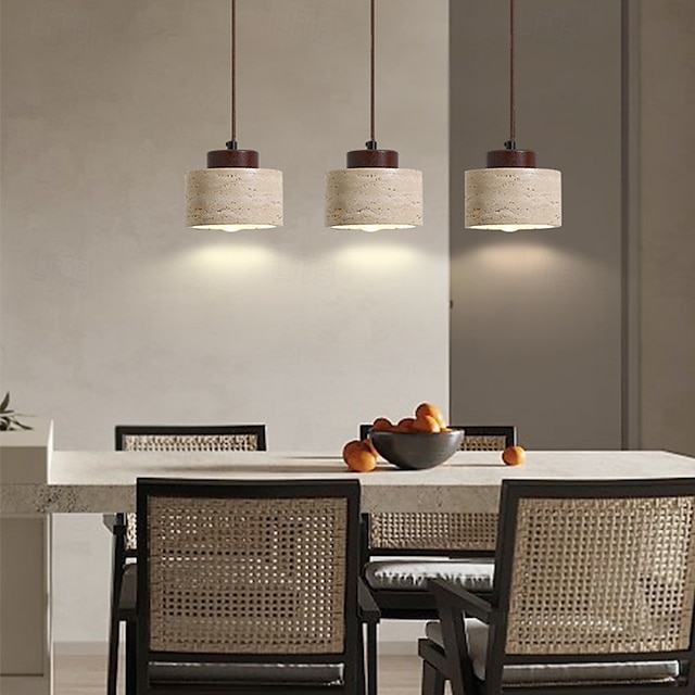 Wabi-sabi Cylindrical Travertine Stone Natural Stone Pendant Light ...