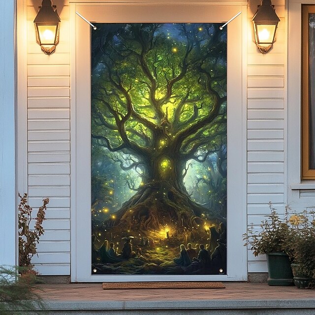 Tree of Life Door Covers Mural Decor Door Tapestry Door Curtain ...