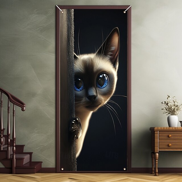 Cute Cats Door Decorations Door Covers Animal Hide and Seek Door ...
